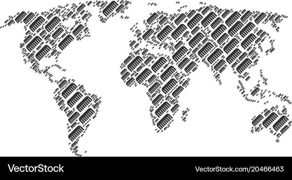 Worldwide atlas pattern of comb items Royalty Free Vector