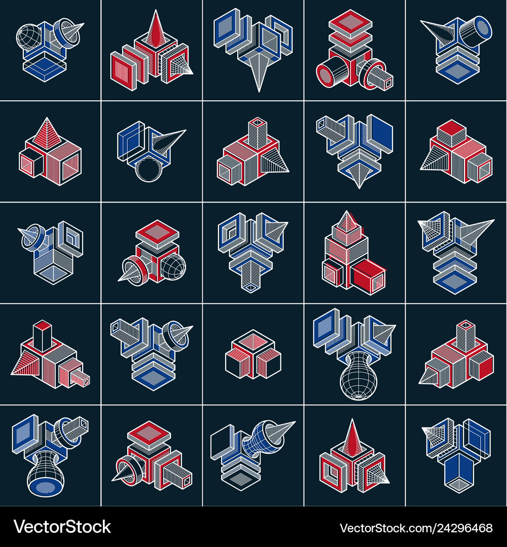 3d designs set of abstract shapes Royalty Free Vector Image