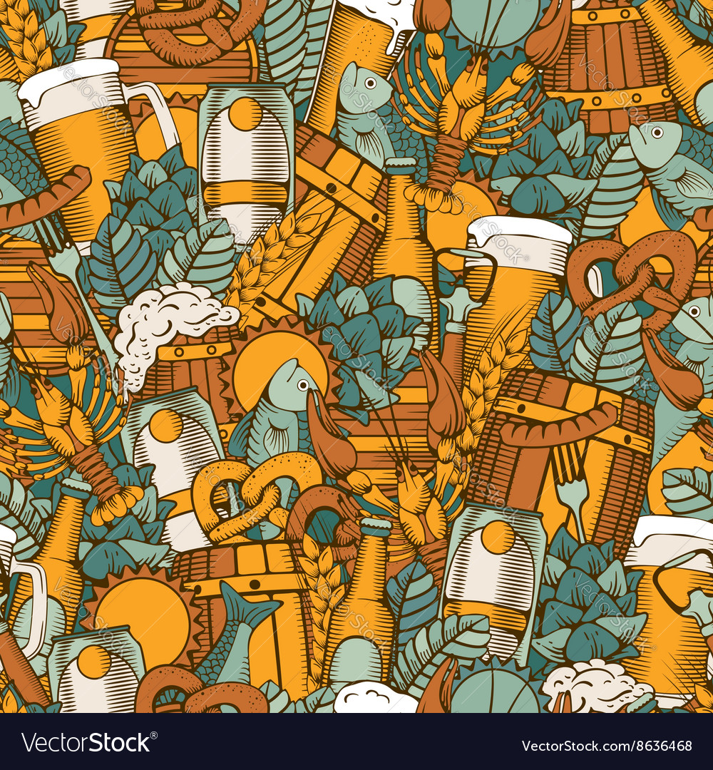Beer seamless pattern Royalty Free Vector Image