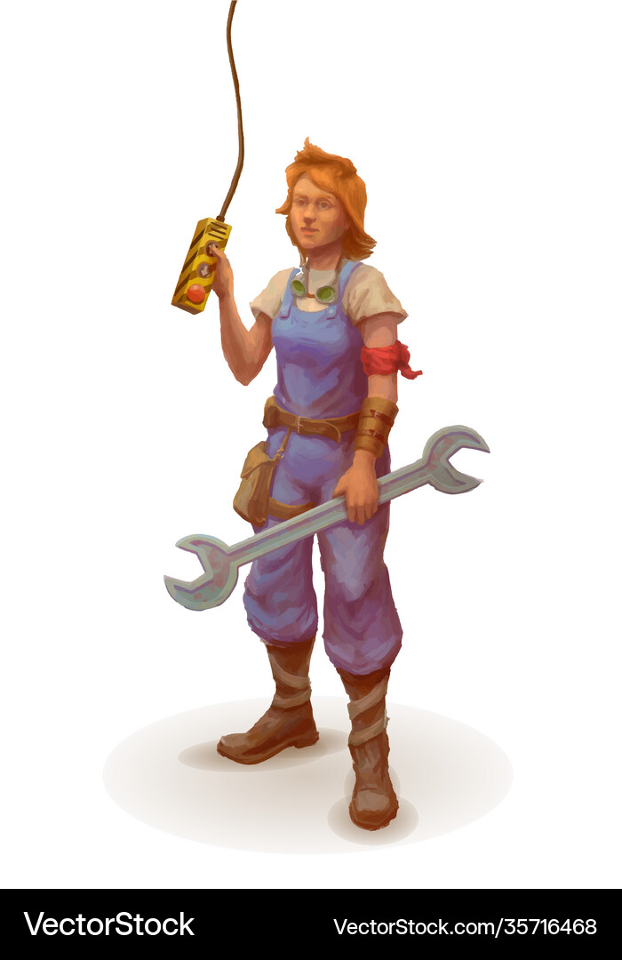 Cartoon engineer female mechanic character on Vector Image