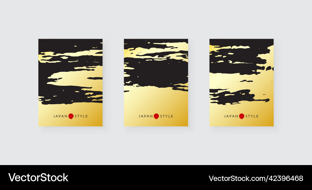 Golden ink brush stroke on black background Vector Image