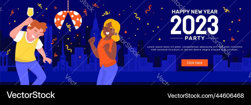 Happy new year 2023 horizontal banner template Vector Image