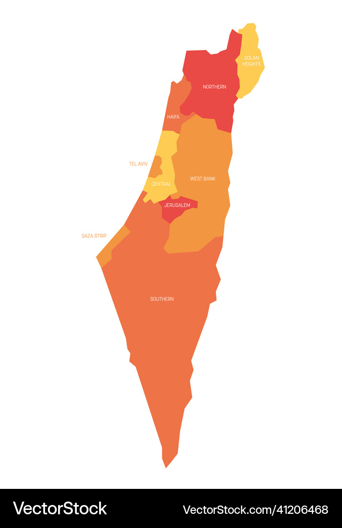 Israel - administrative map of districts Vector Image