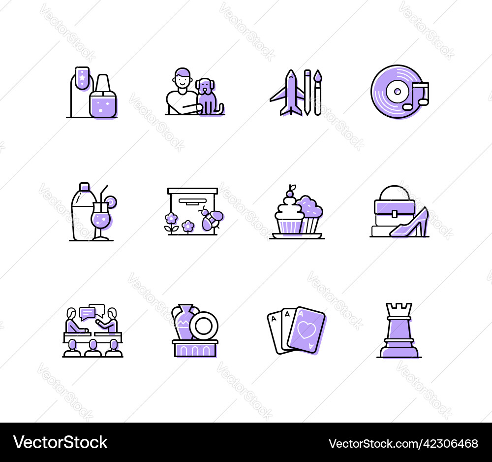 Leisure time - modern line design style icons set Vector Image