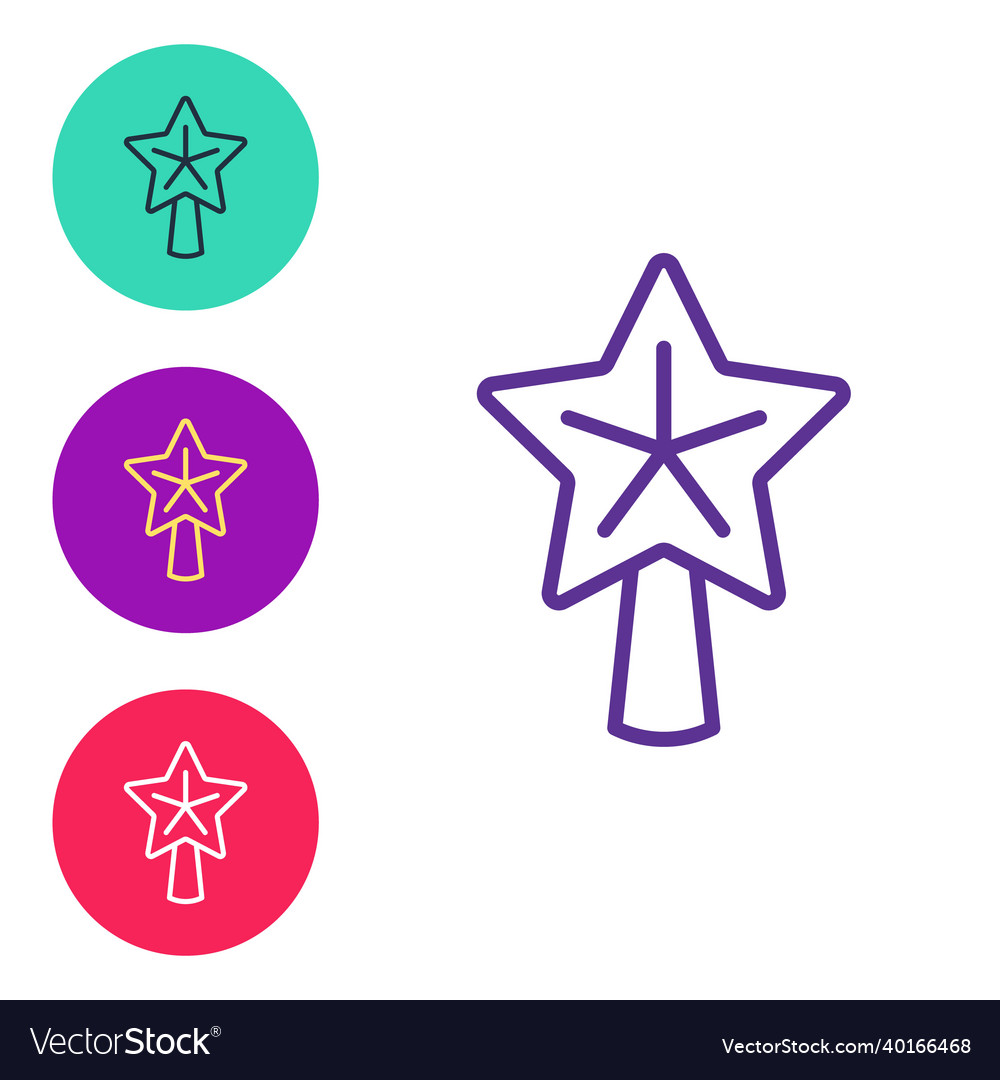 Set line christmas star icon isolated on white Vector Image