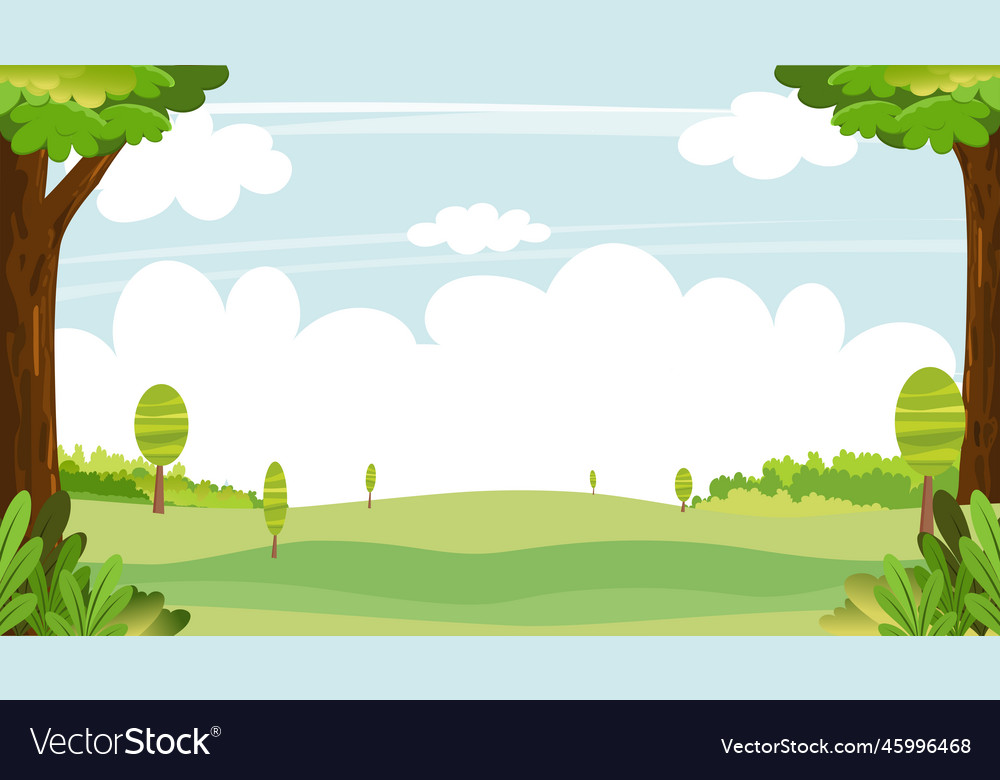 Spring landscape with blue sky and cloudspanorama Vector Image