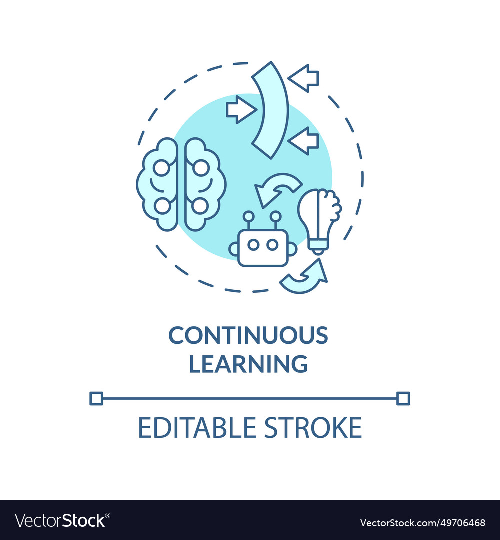 Thin line simple blue continuous learning icon Vector Image