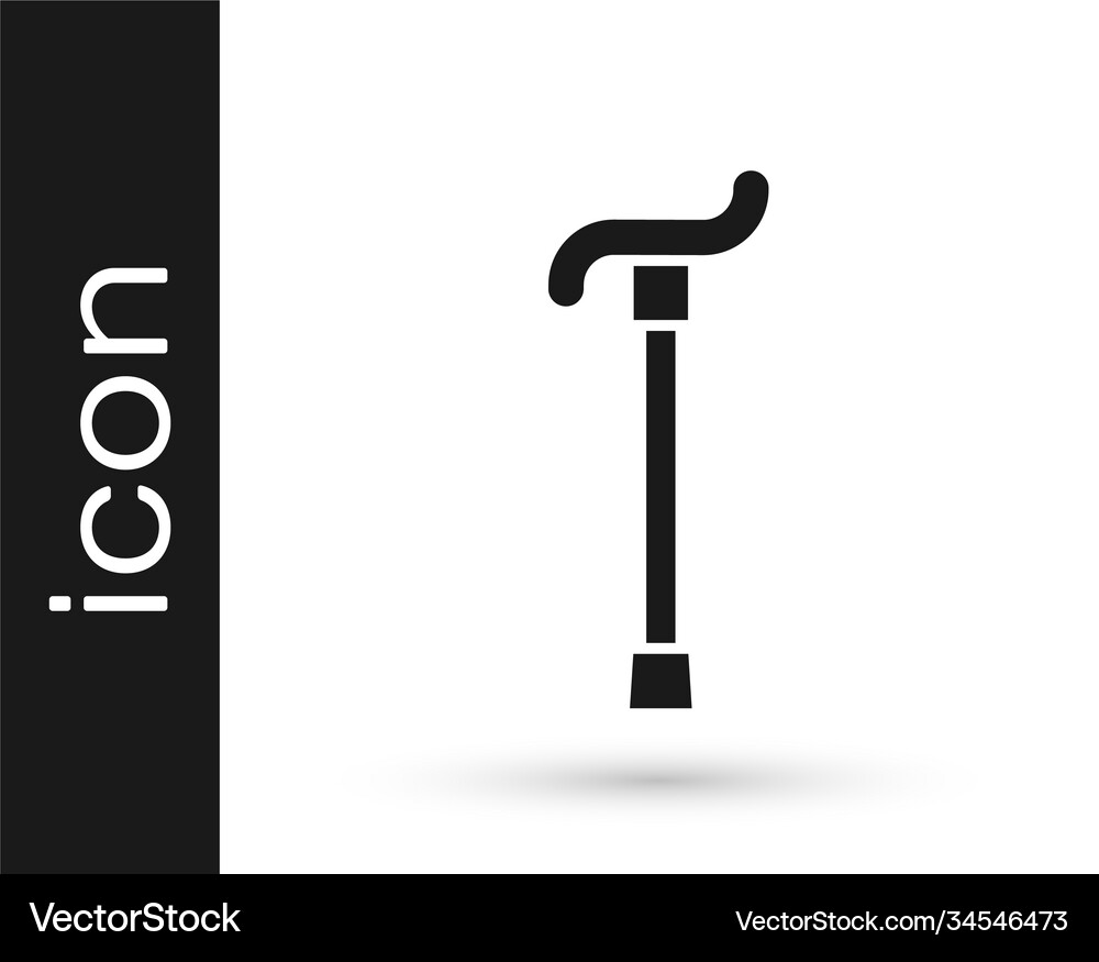 Black walking stick cane icon isolated on white Vector Image