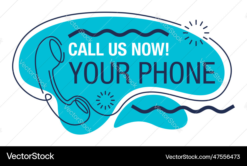 Call us now template phone drawn in single line Vector Image