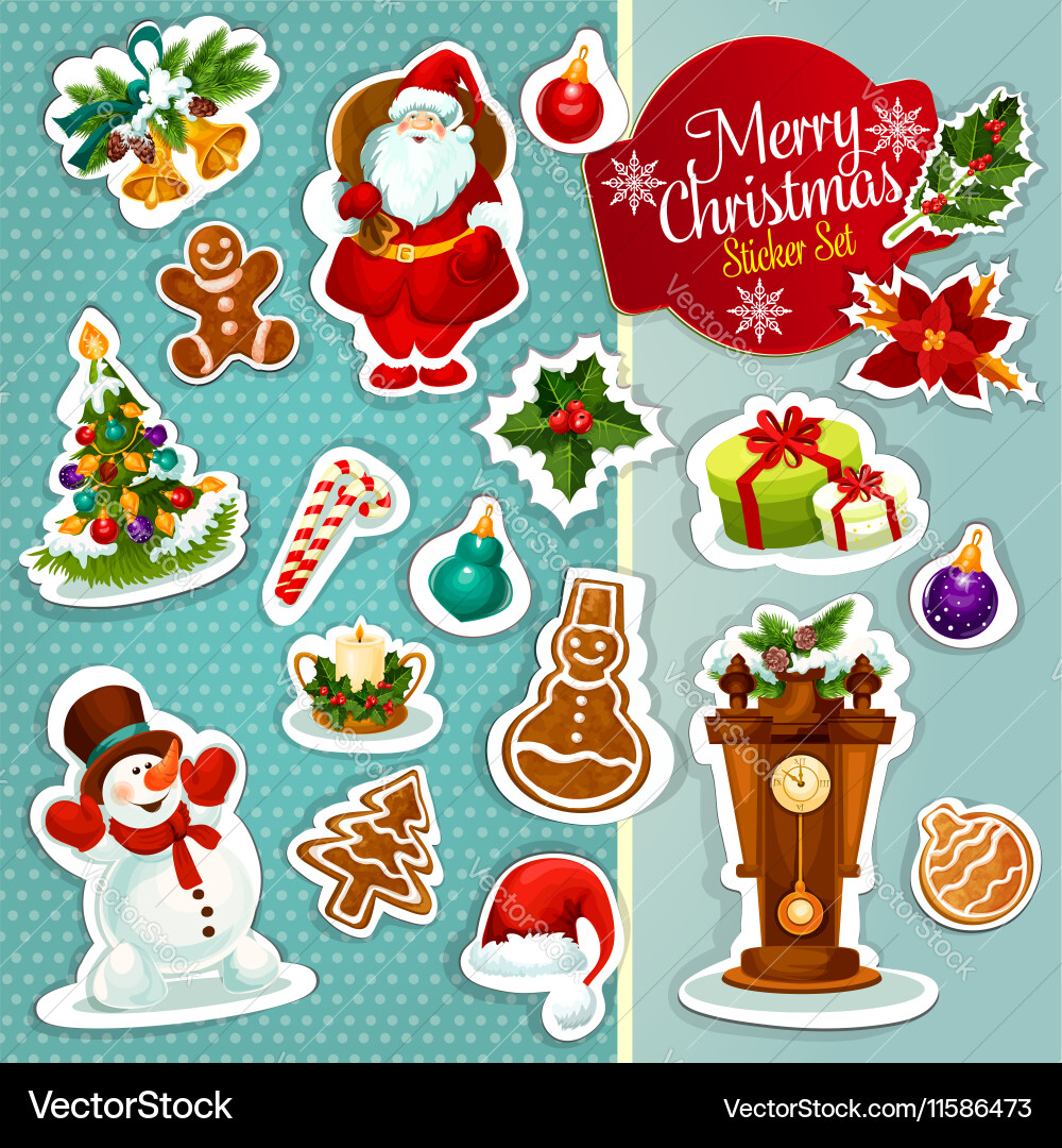 Christmas sticker icon set for xmas design Vector Image