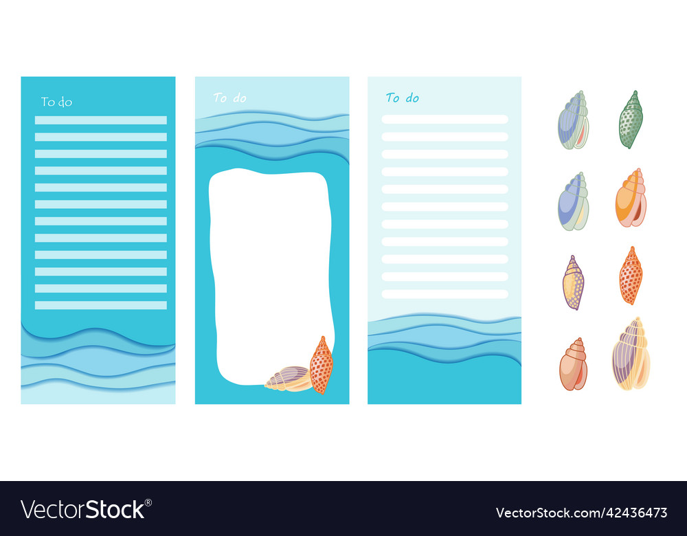 Cute marine life to do planner template daily sea Vector Image
