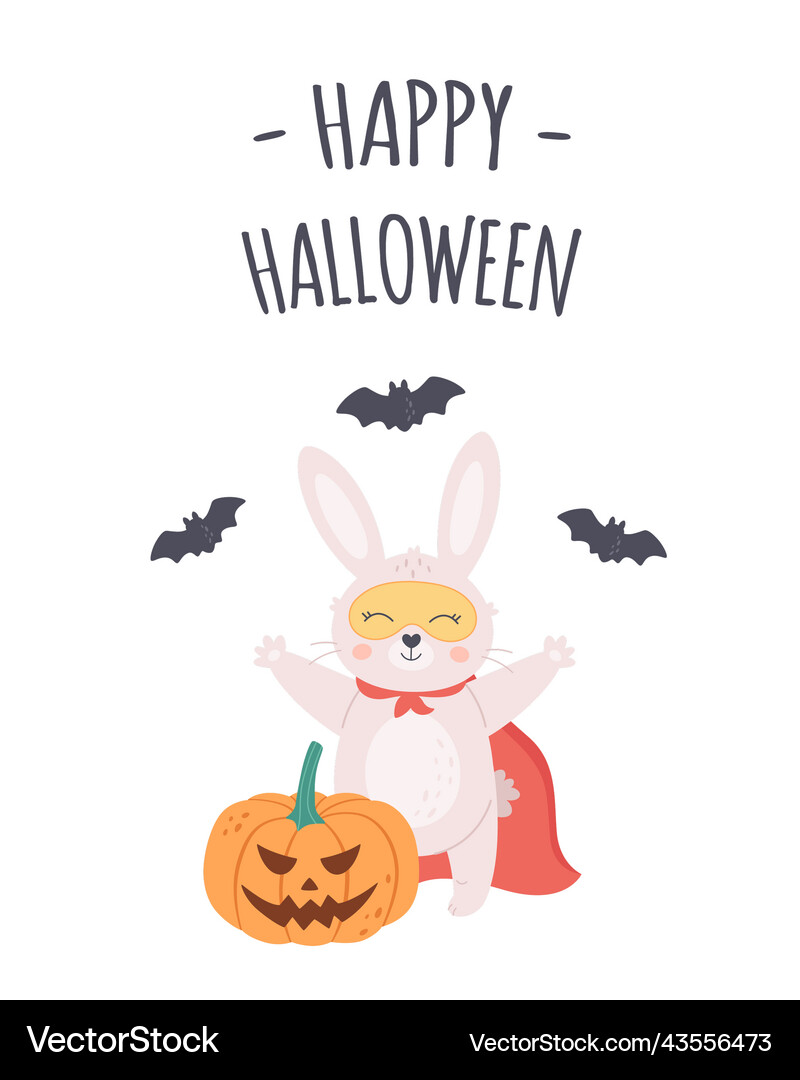 Cute white rabbit in a halloween costume Vector Image