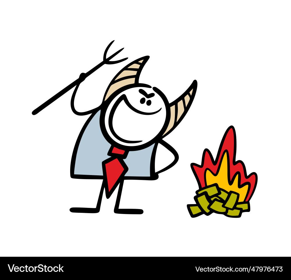 Insidious boss of the devil with horns Royalty Free Vector