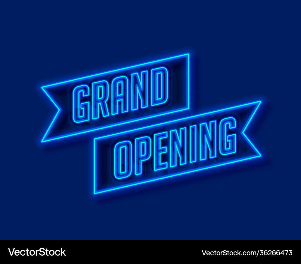 Neon style grand opening ceremony template design Vector Image