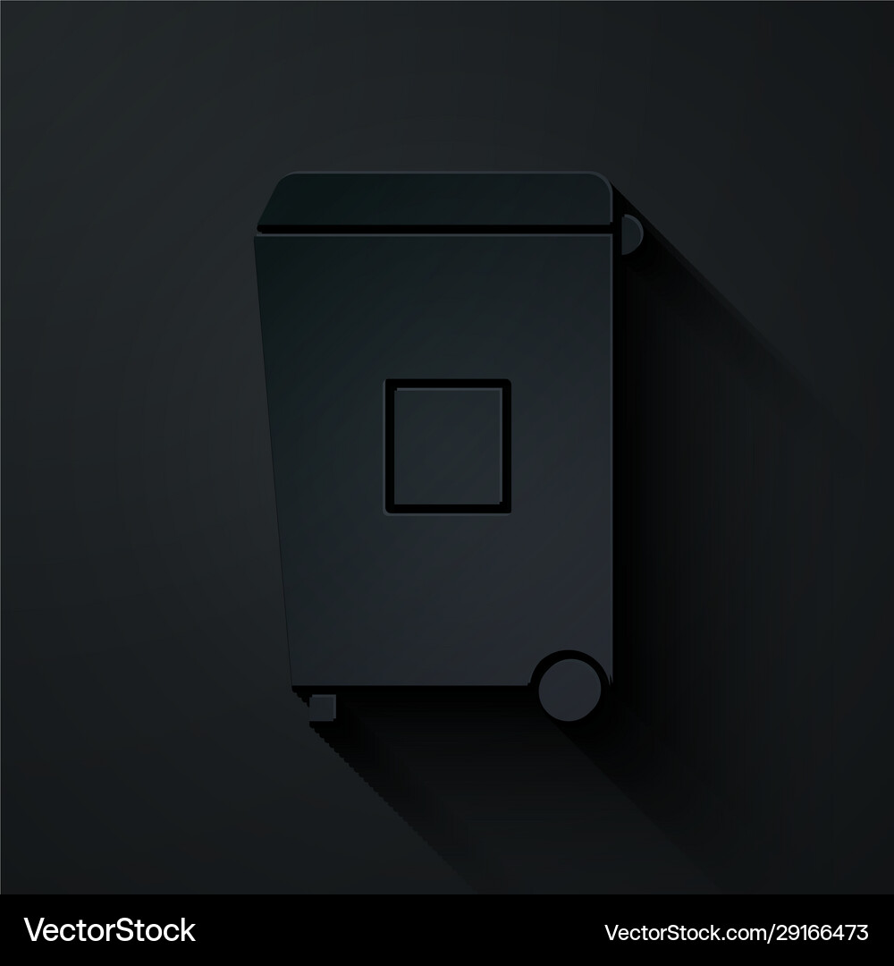 Paper cut trash can icon isolated on black Vector Image