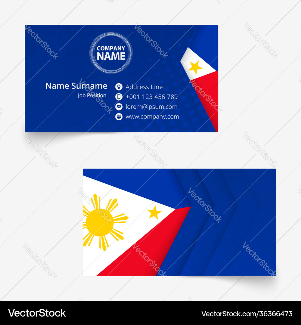 Philippines flag business card standard size Vector Image