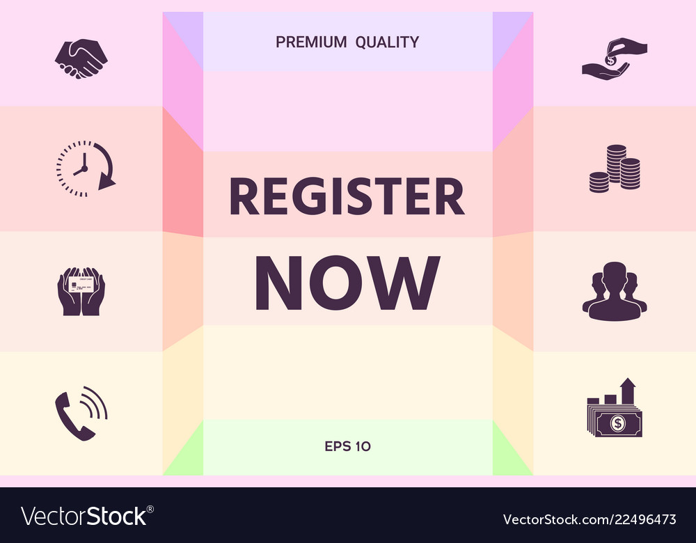 Register now button graphic elements for your Vector Image