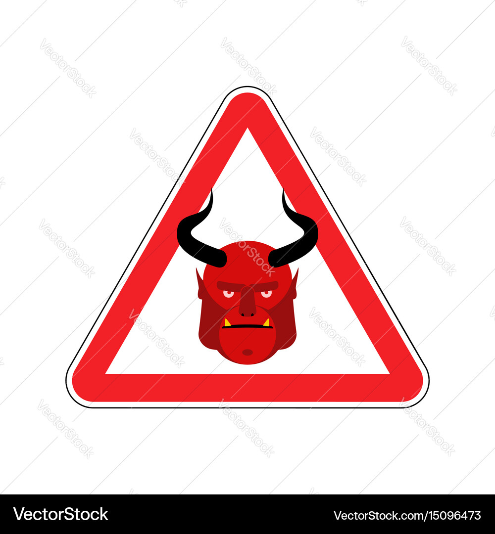 Satan warning sign red demon hazard attention Vector Image