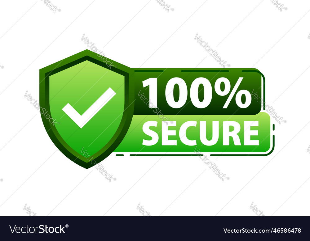100 Percent Secure Label Maximum Data Protection Vector Image
