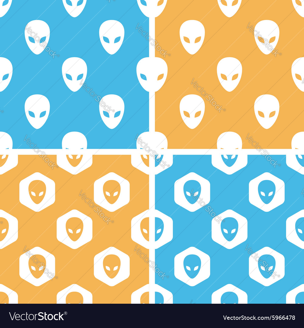 Alien pattern set colored Royalty Free Vector Image
