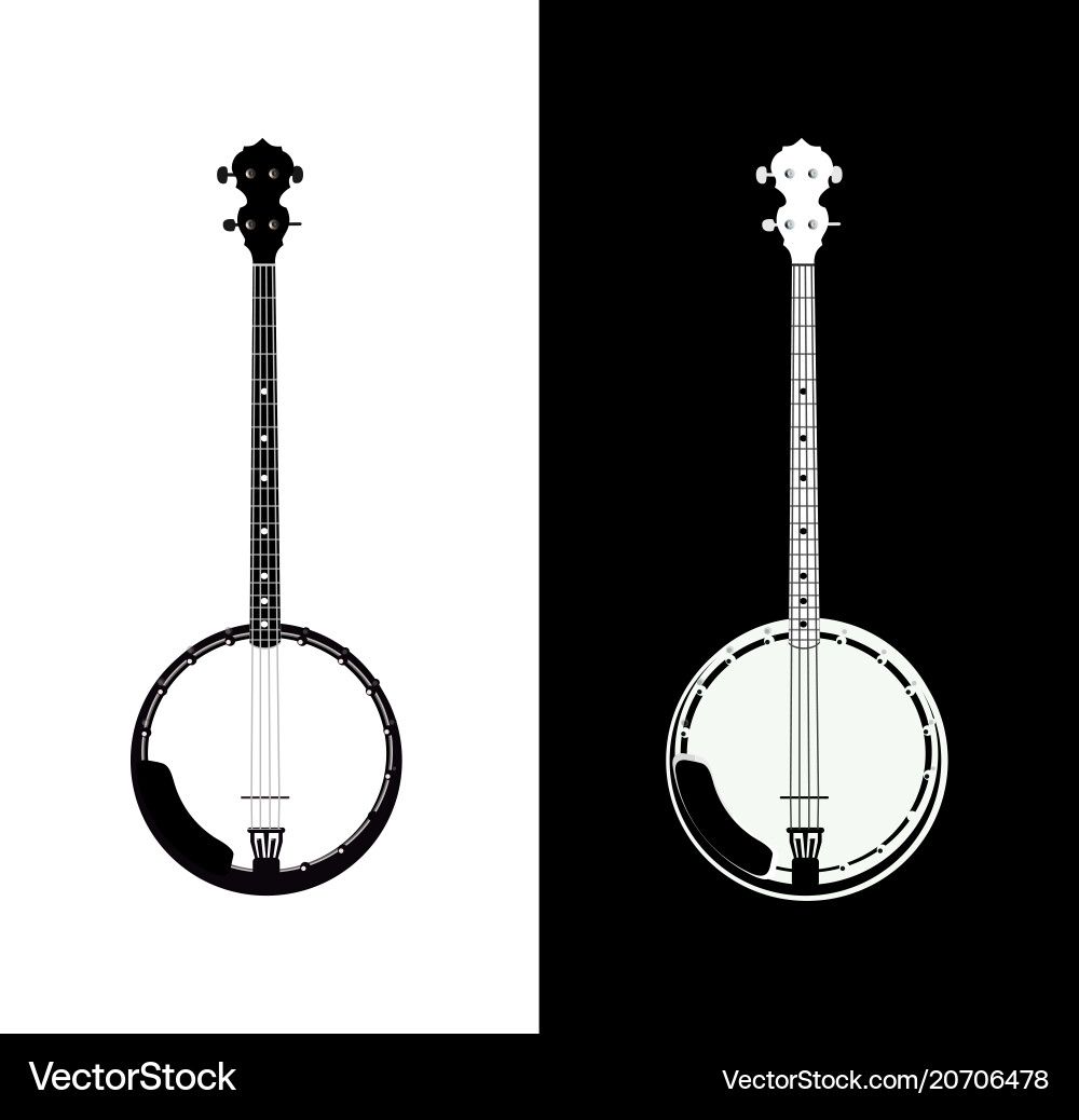 Banjo in black and white Royalty Free Vector Image