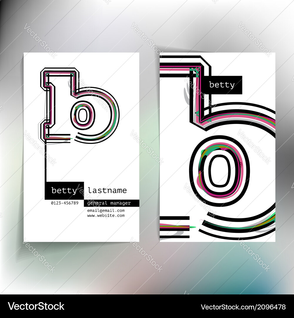 Business card design with letter b Royalty Free Vector Image