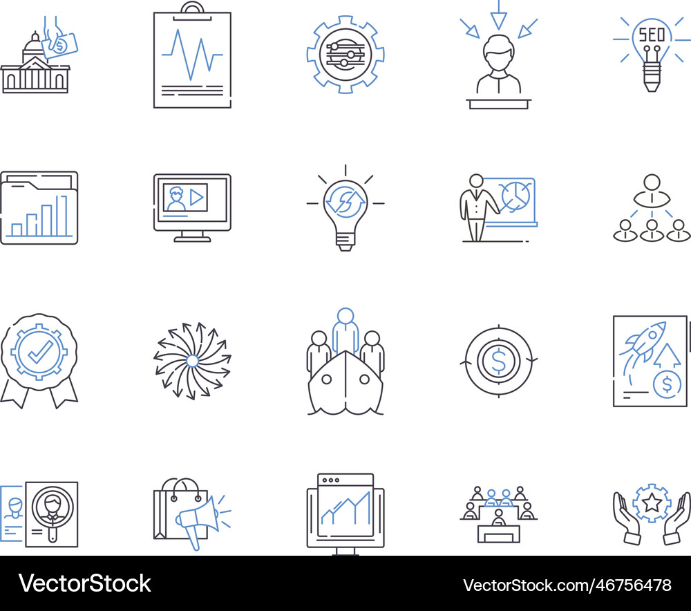 Digital transformation outline icons collection Vector Image