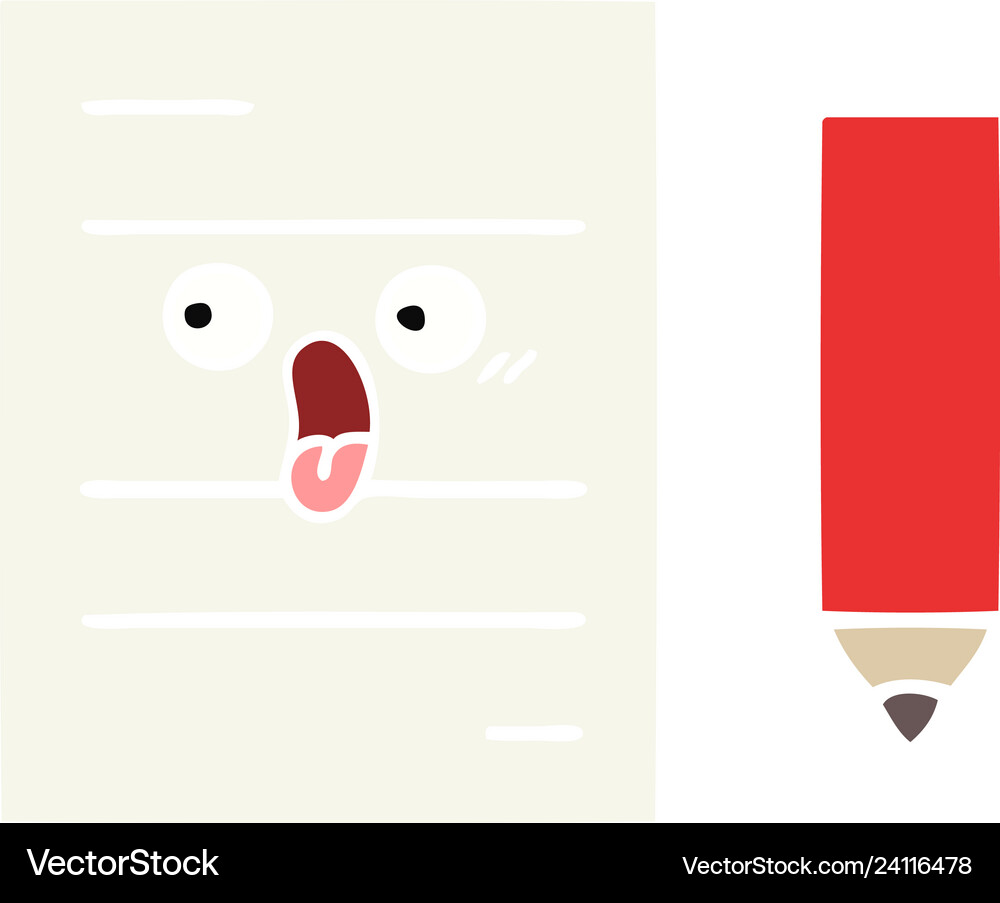 Flat color retro cartoon test paper Royalty Free Vector