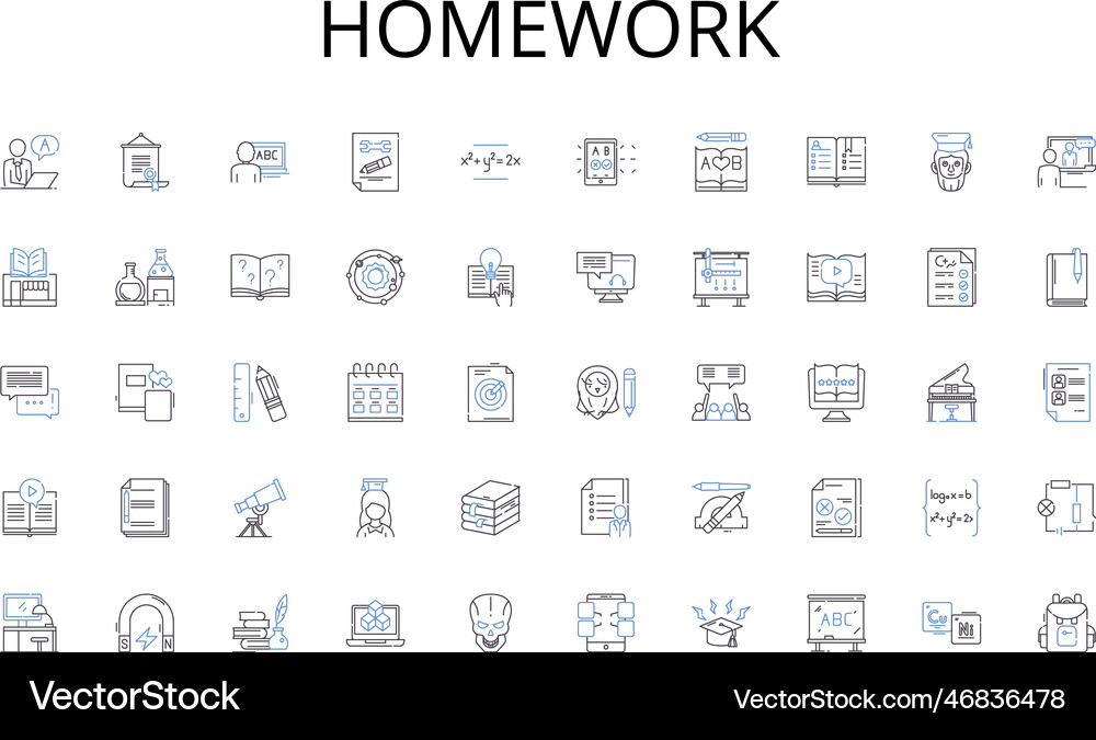 Homework line icons collection profits growth Vector Image