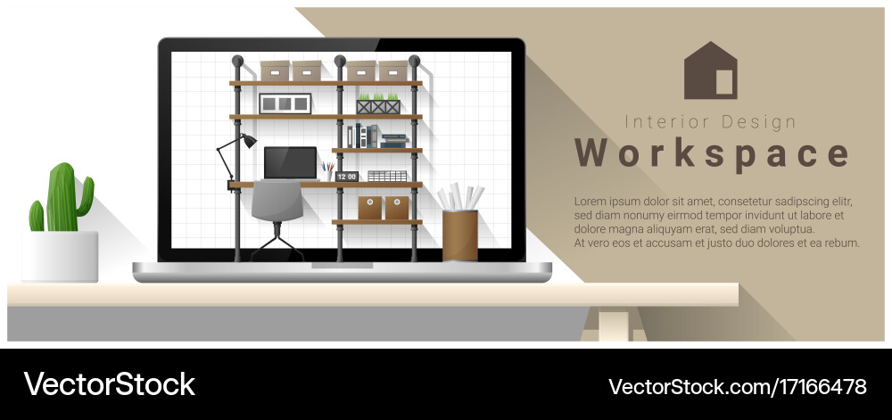 Interior design of modern office workplace Vector Image