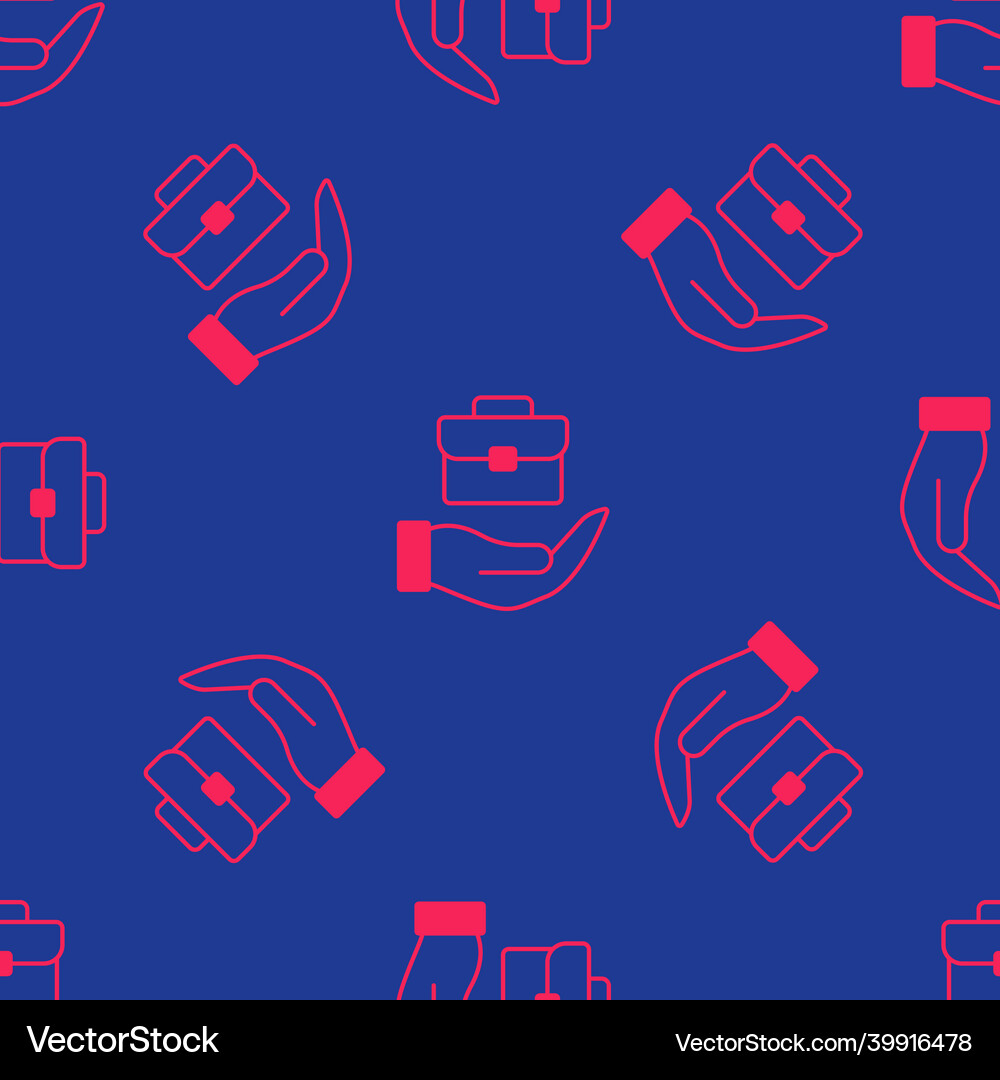 Red hand holding briefcase icon isolated seamless Vector Image