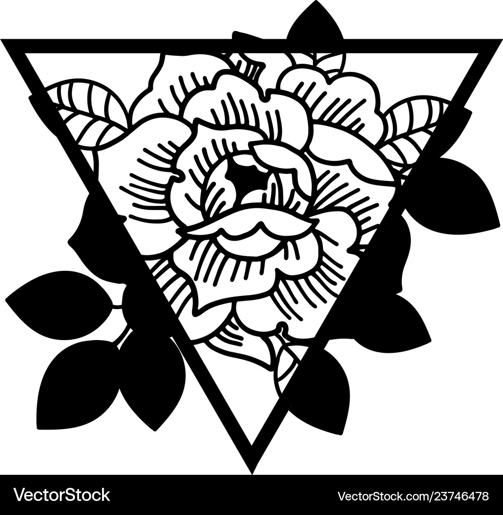 Rose flower with sacred geometry frametattoo Vector Image