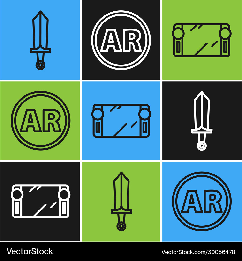 Set line sword for game portable video game Vector Image