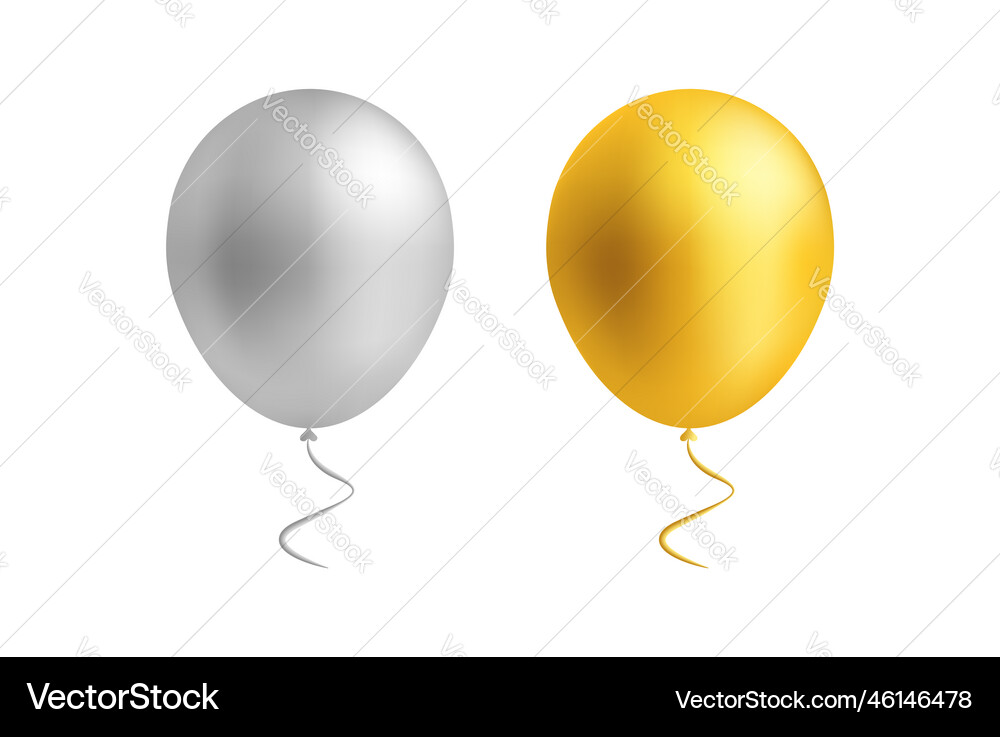 Silver golden party celebration balloon set Vector Image