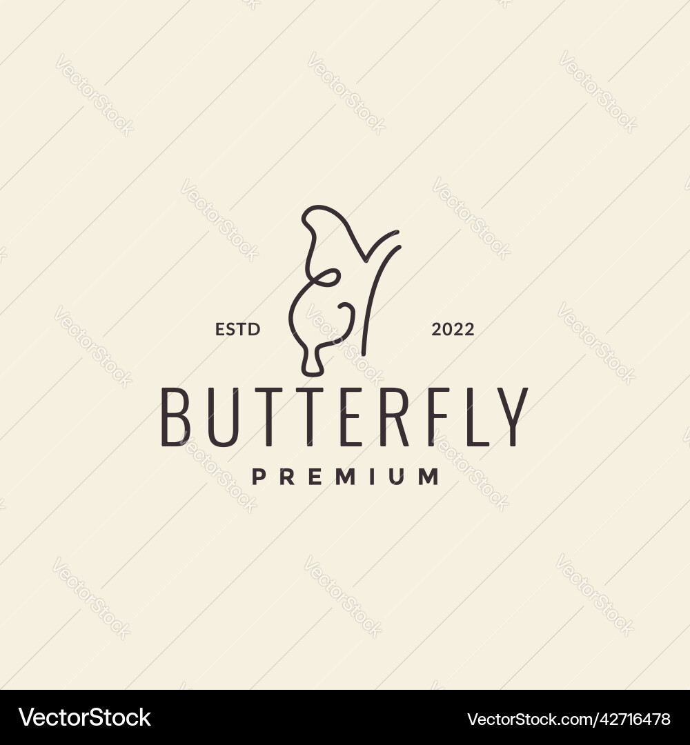 Simple minimal line butterfly logo design graphic Vector Image