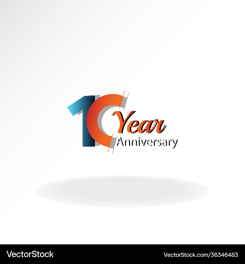 10 year anniversary logo template design blue Vector Image