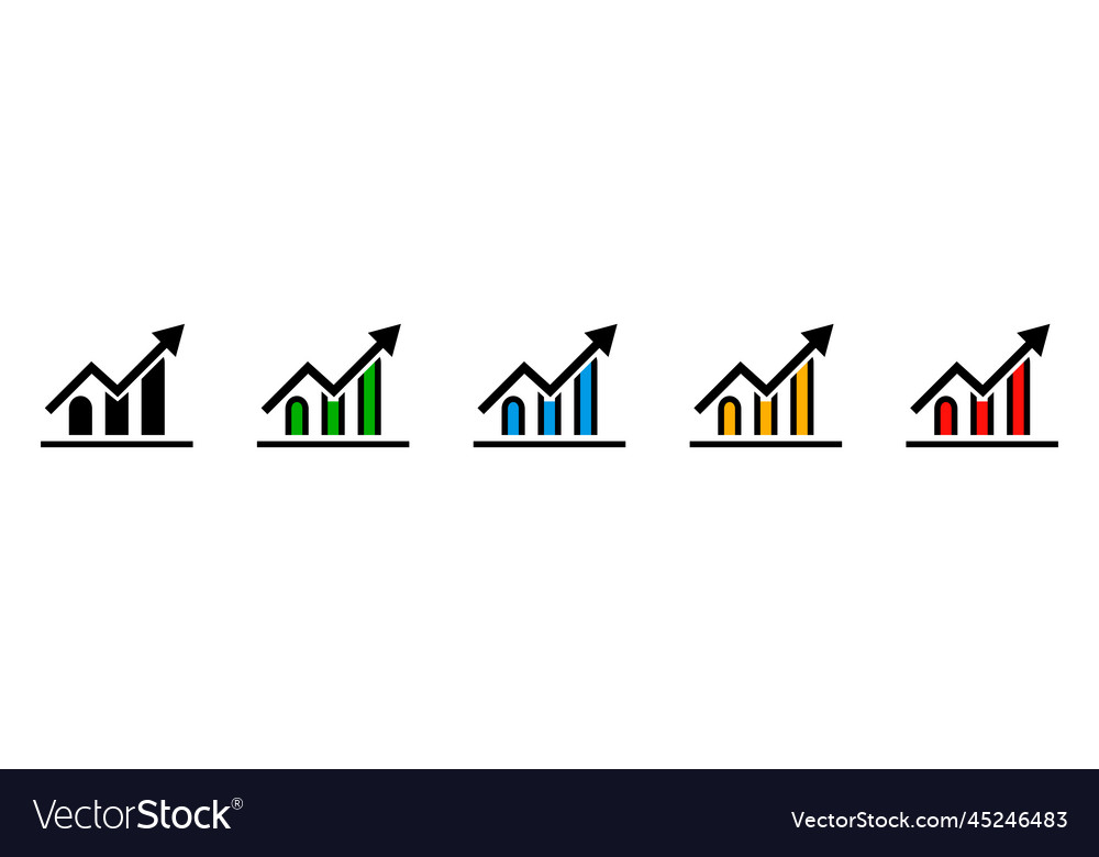 Colorful bar chart icon set or chart icon set Vector Image