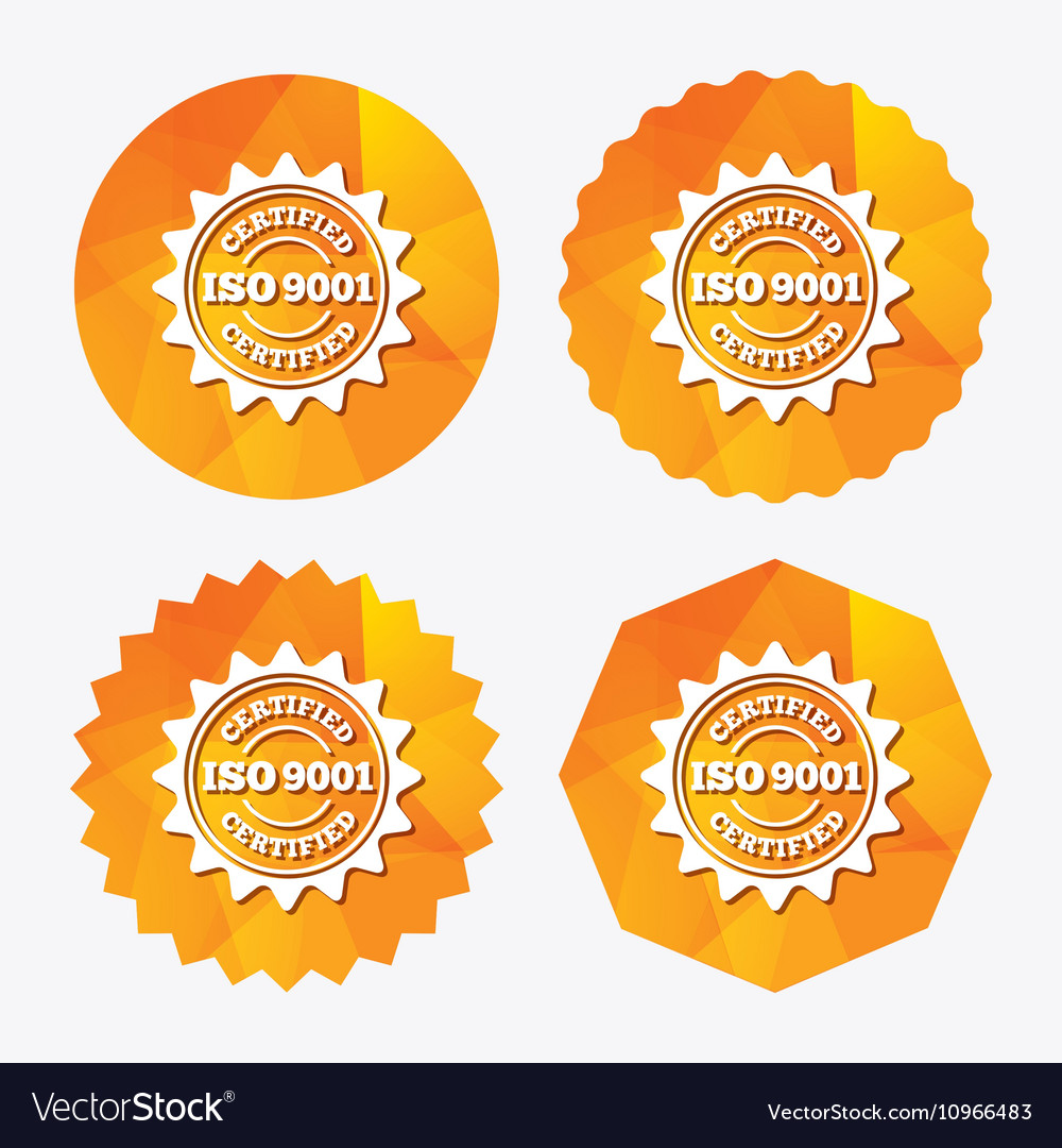 Iso 9001 certified sign certification stamp Vector Image