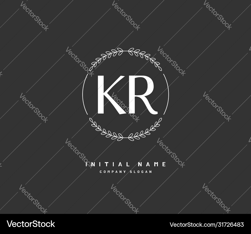 K r kr beauty initial logo handwriting Royalty Free Vector