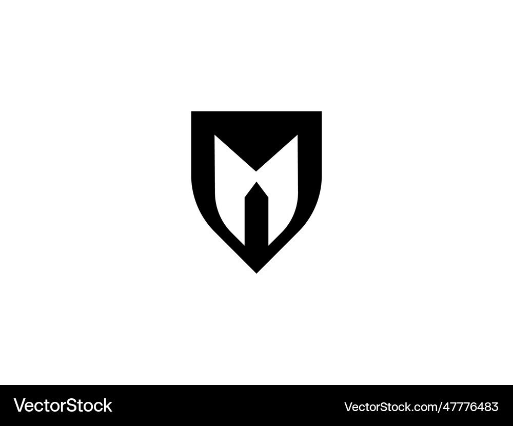 Letter m with shield logo design Royalty Free Vector Image