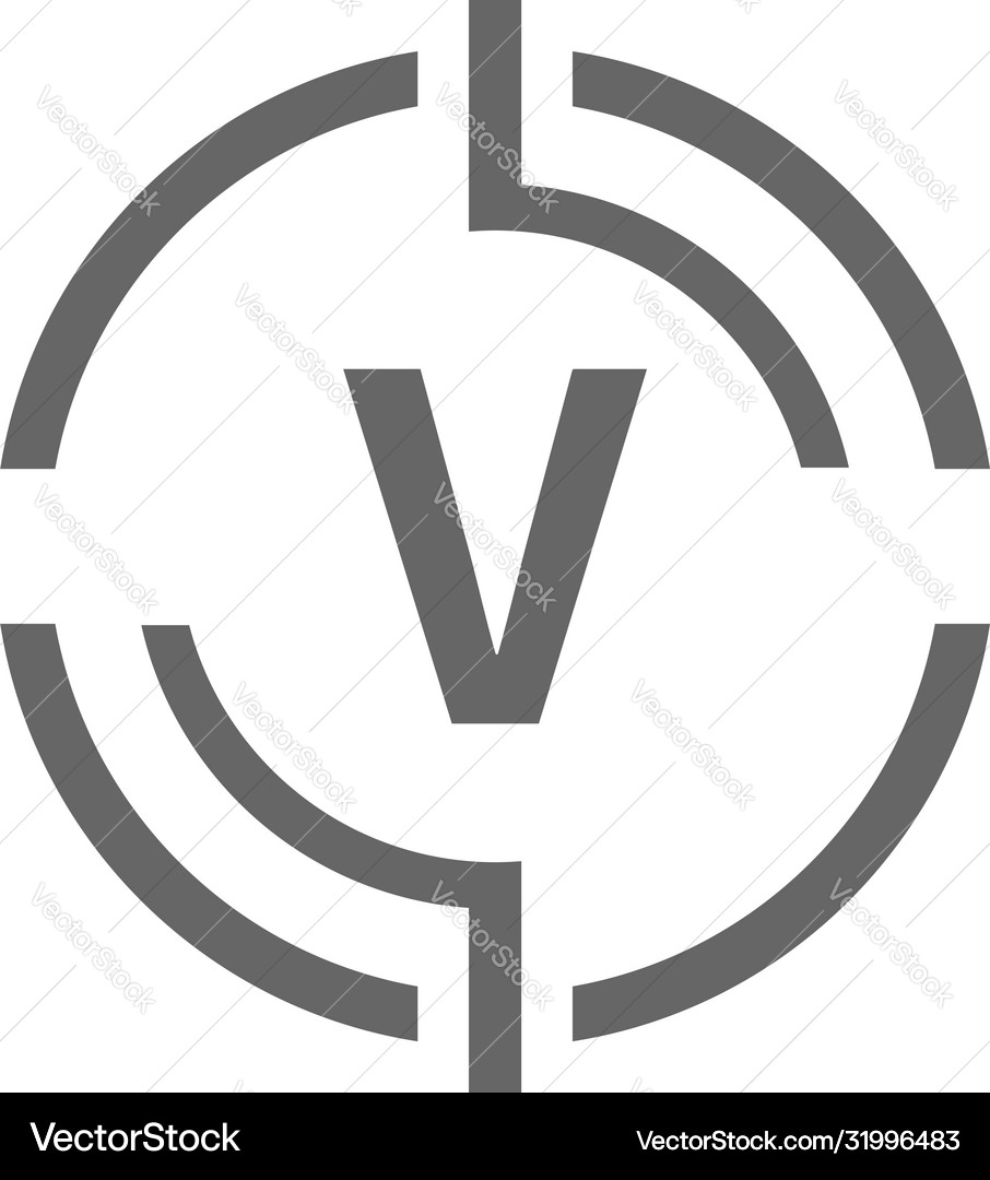 Modern circle shot minimalist v logo letter Vector Image