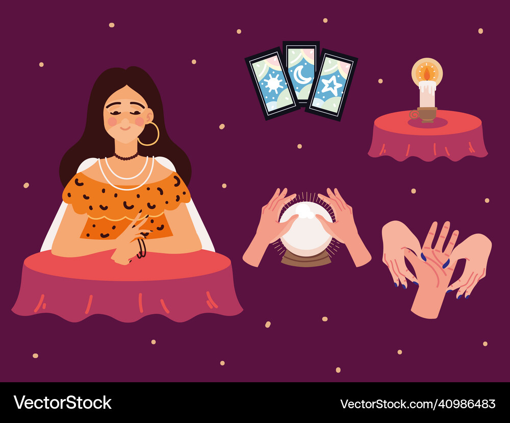 Mystic woman oracle Royalty Free Vector Image - VectorStock