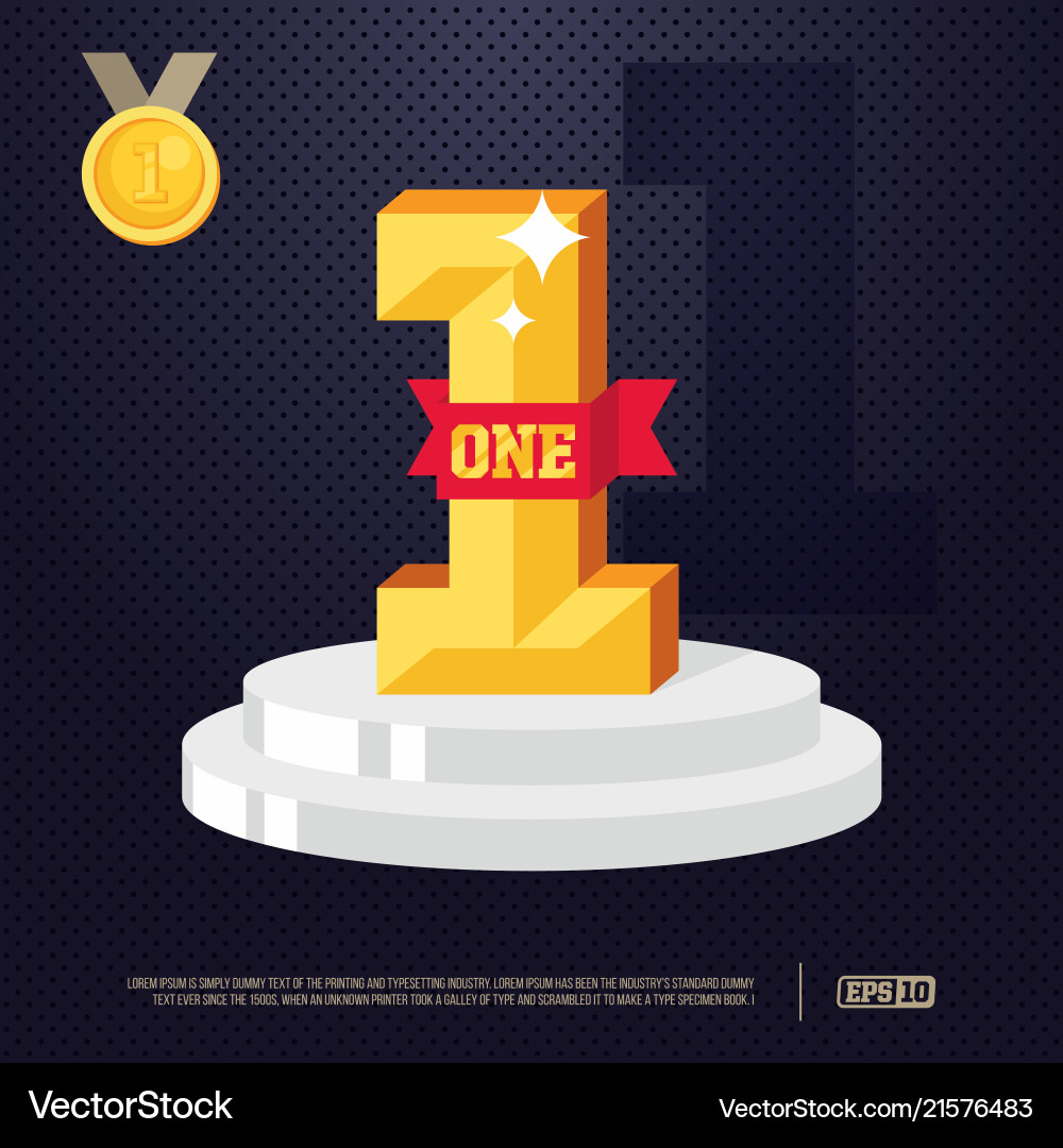 Number one with red ribbon winner concept modern Vector Image