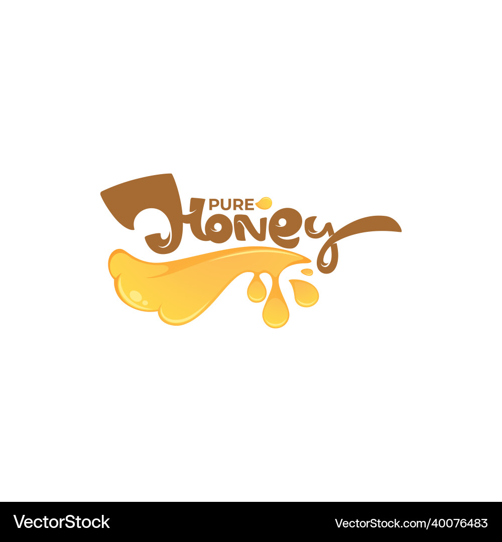Pure honey symbol logo label emblem Royalty Free Vector