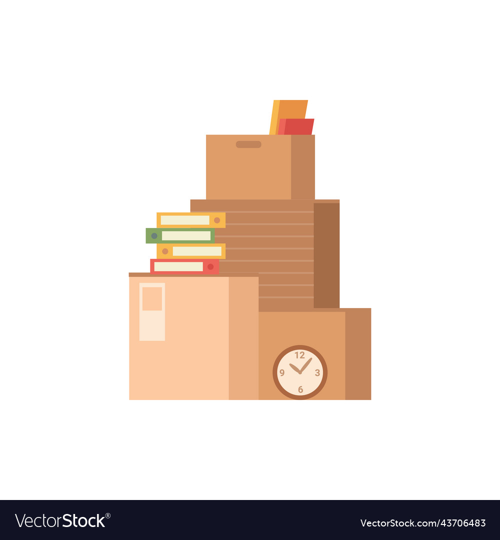 Relocation cardboard boxes with things Royalty Free Vector