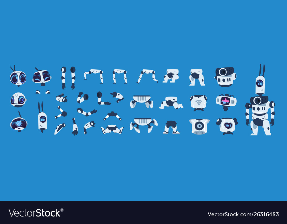 Robot elements cartoon android character Vector Image