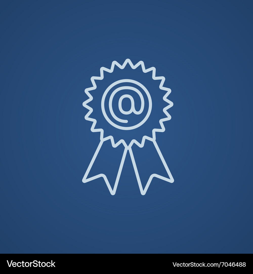 Award with at sign line icon Royalty Free Vector Image