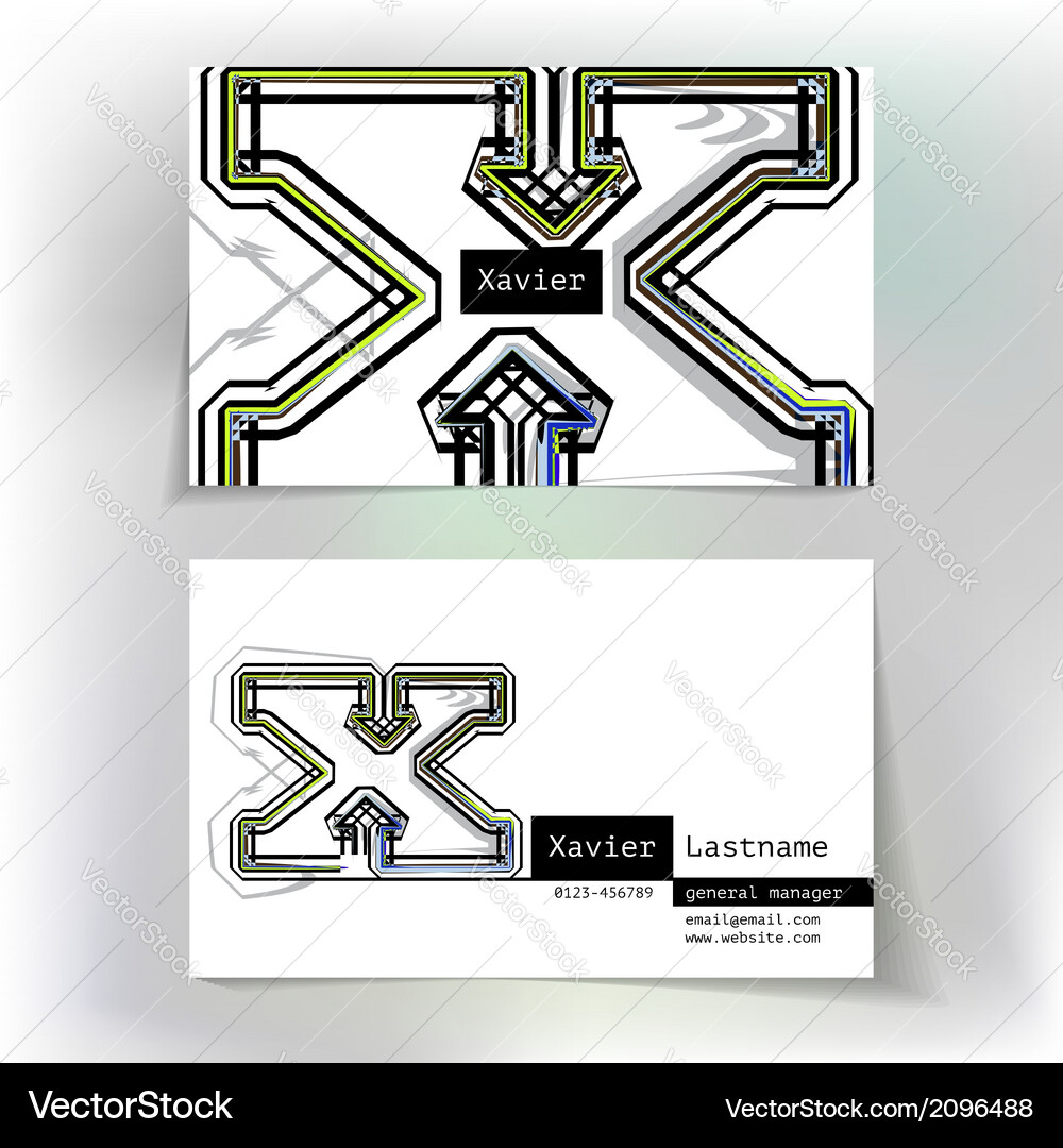 Business card design with letter x Royalty Free Vector Image