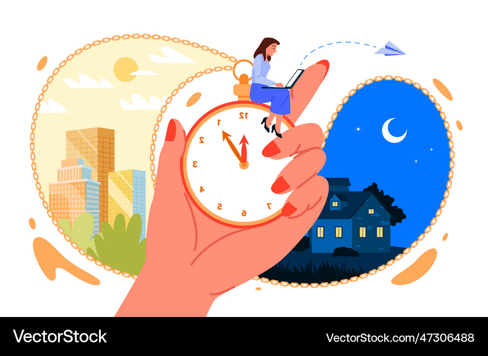 Cartoon human hand holding vintage clock Vector Image