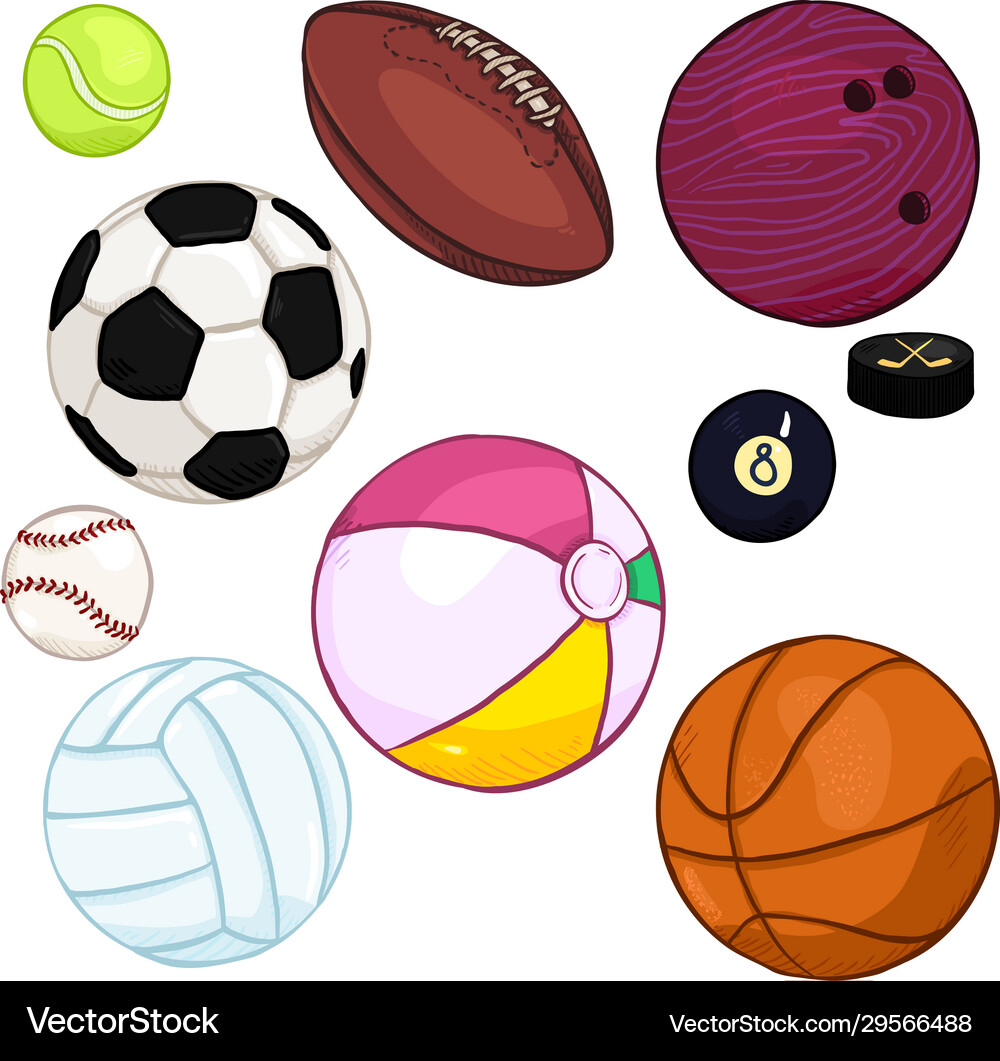 Cartoon set sport balls Royalty Free Vector Image